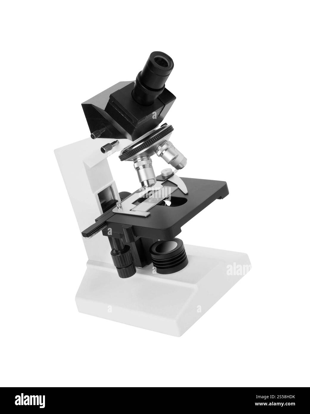 White microscope isolated on white background. White microscope ...