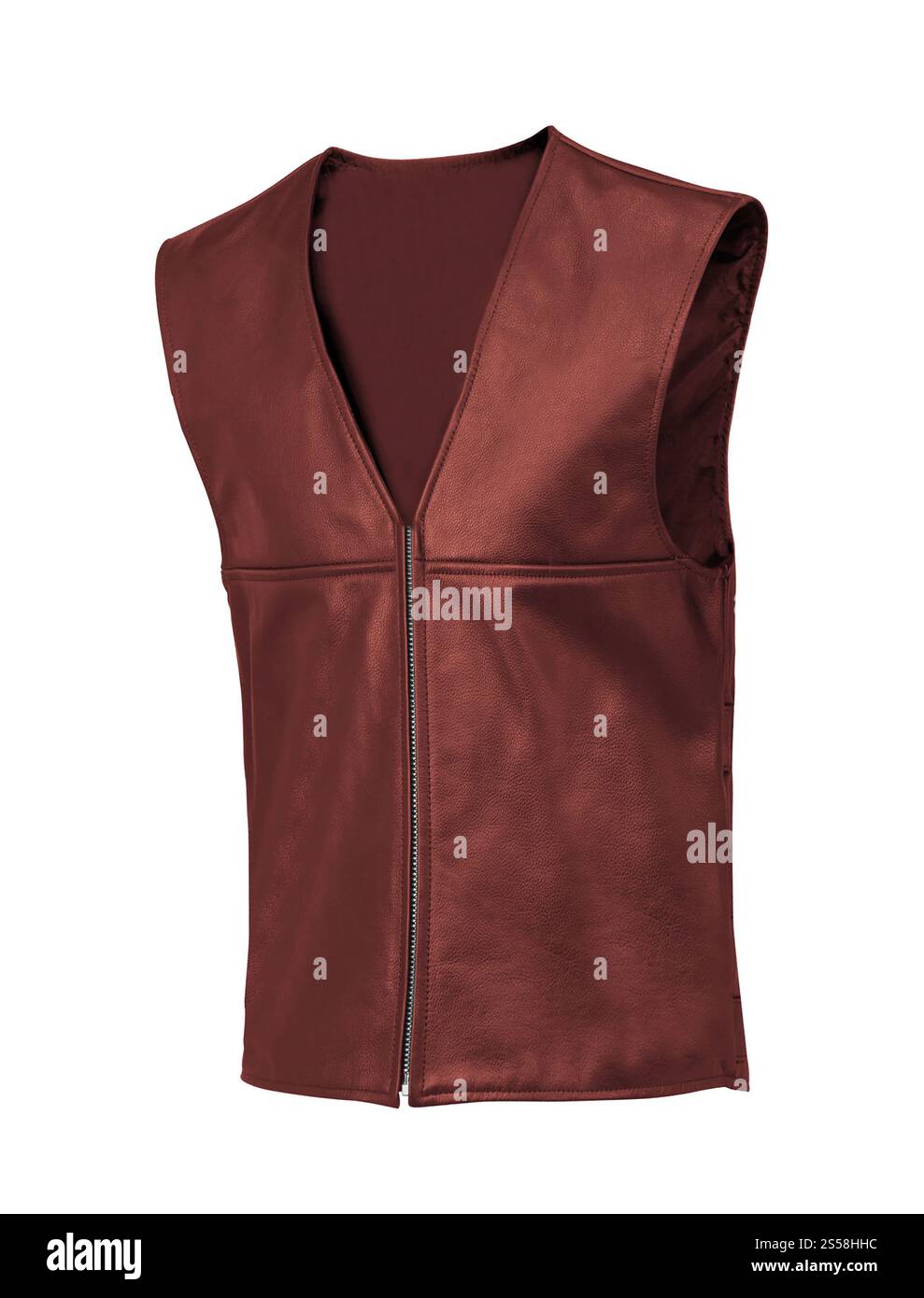 Brown color leather vest, isolated on white Stock Photo - Alamy