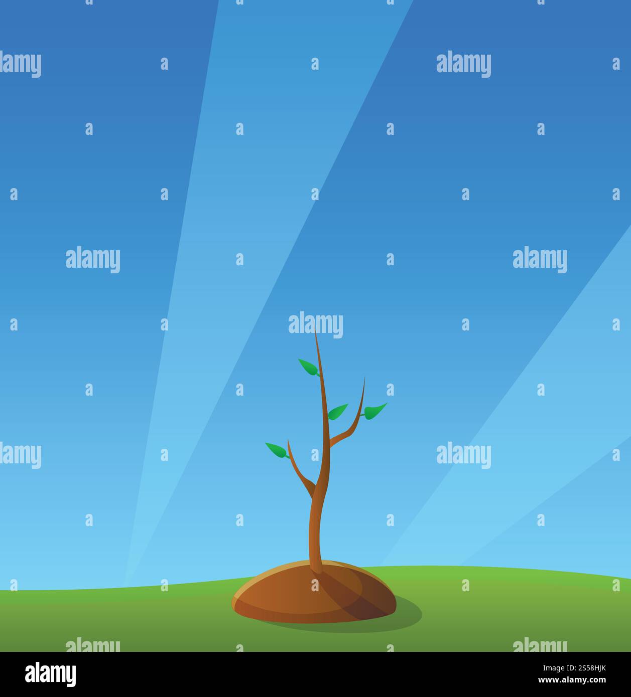 Tree growing concept background. Cartoon illustration of tree growing ...