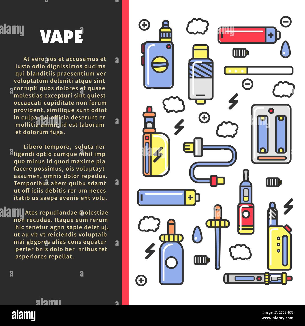 Vape zone Internet shop promotional poster with modern devices for ...
