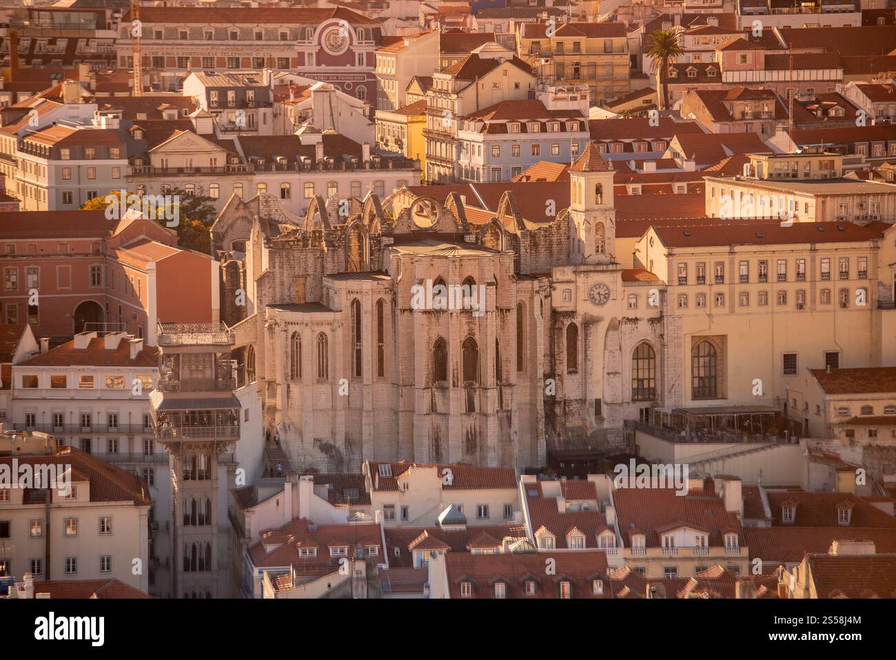 the Elevador de Santa Justa, left, and the ruins of the Convento and ...