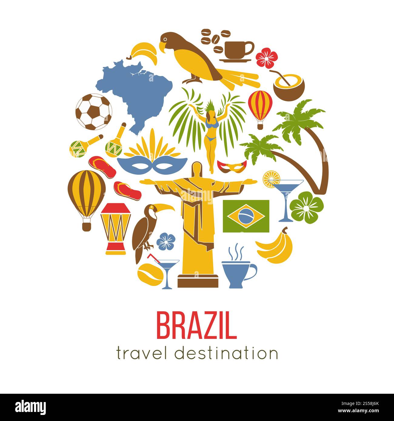 Brazil sightseeing landmarks and famous vector travel attractions ...