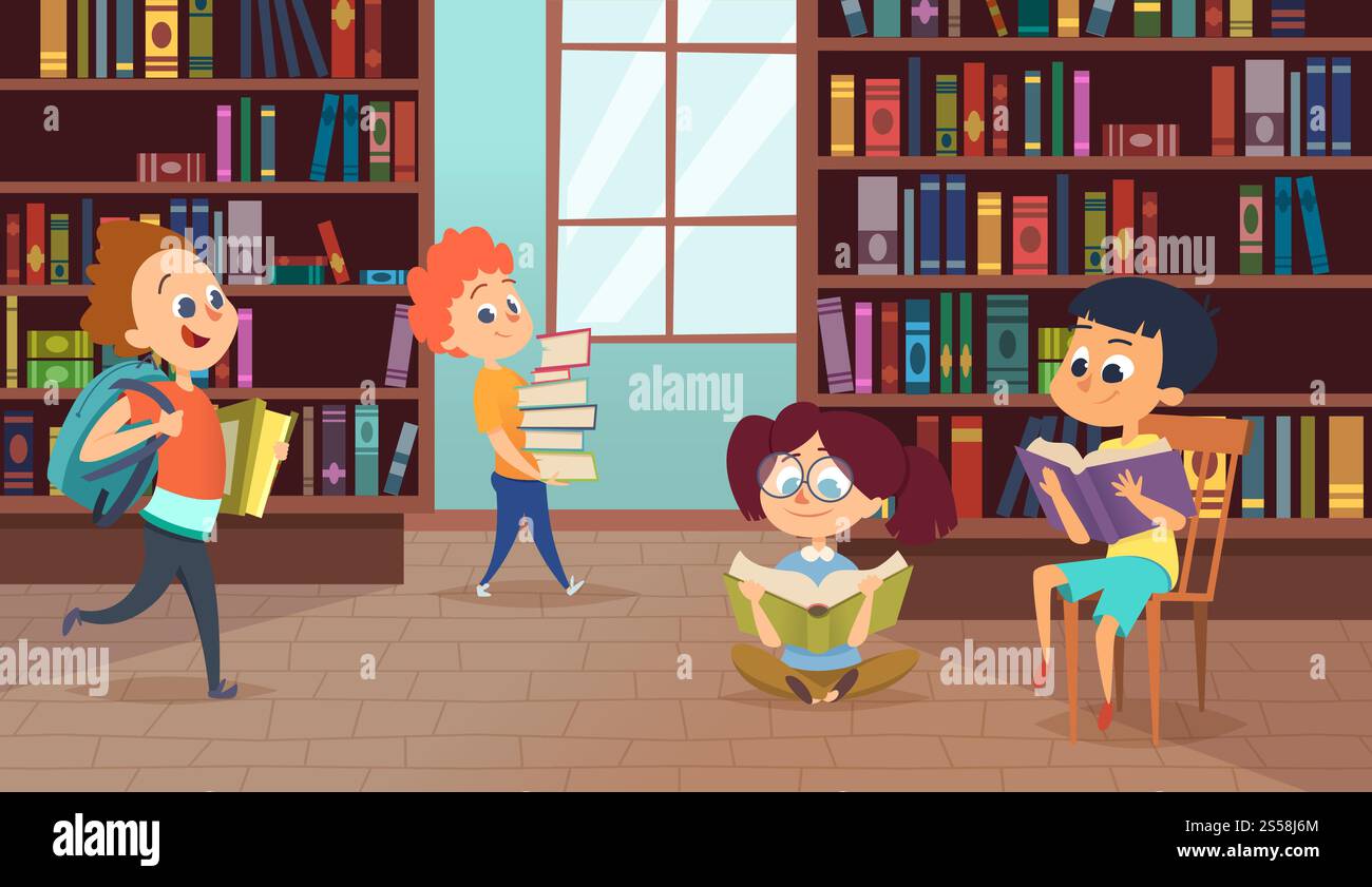 Background with school characters. Vector pictures of pupils ...