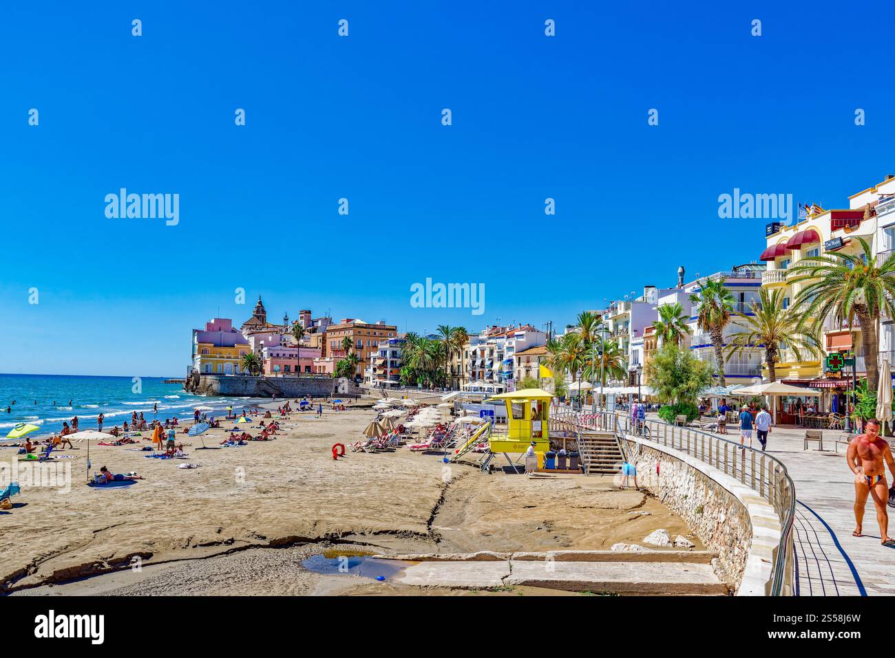 Seafront of Sitges,a beautiful town near Barcelona.Spain Stock Photo ...