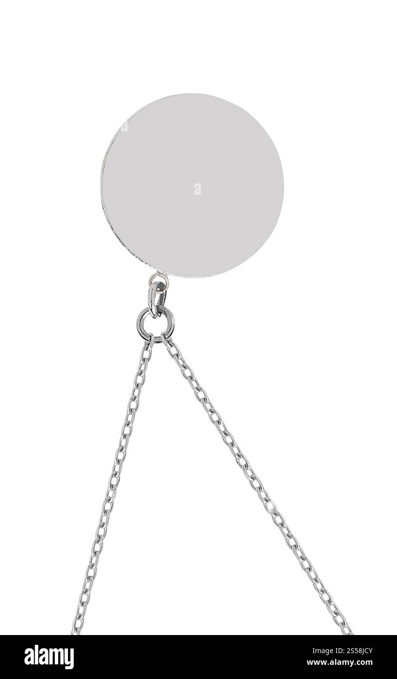 Big round silver medallion isolated on white. Big round silver ...
