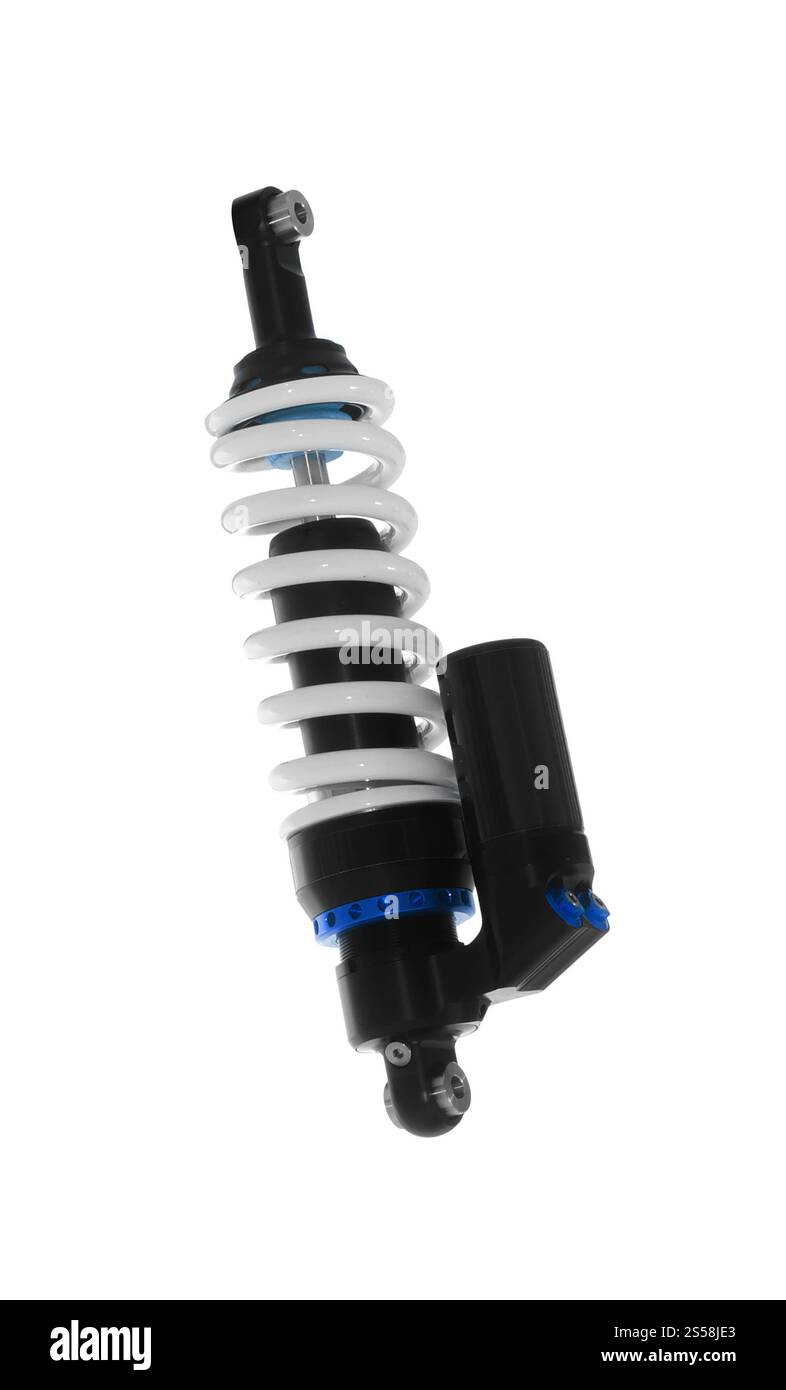 new shock absorber and spring isolated on white. new shock absorber and ...