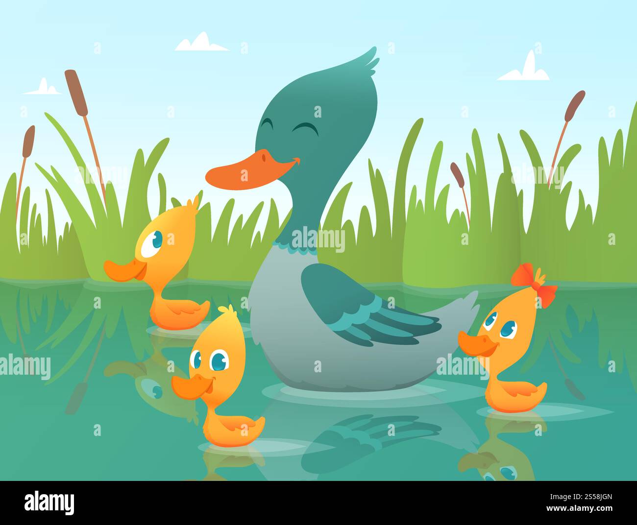 Background cartoon duck. Illustrations of funny ducks. Vector duck ...