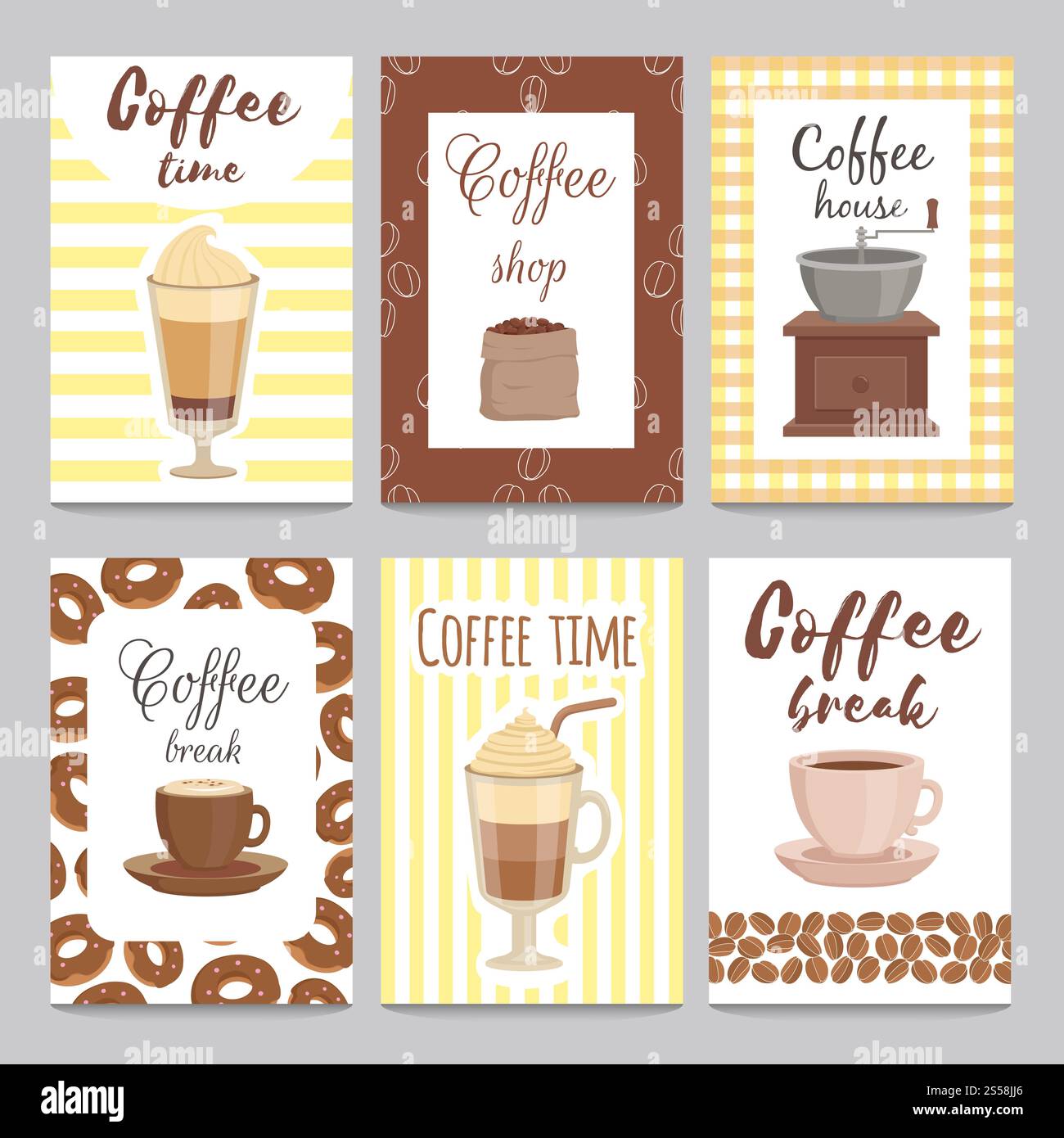 Design template of vintage cards for coffee shop. Cafe brochure, drink ...