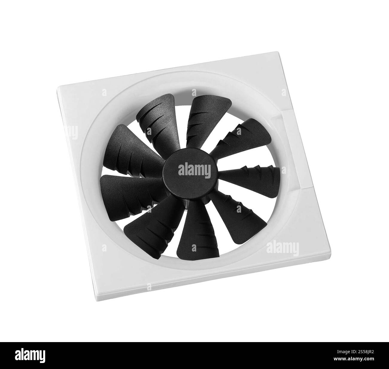 Close-up shot of computer CPU cooler isolated on a white background ...