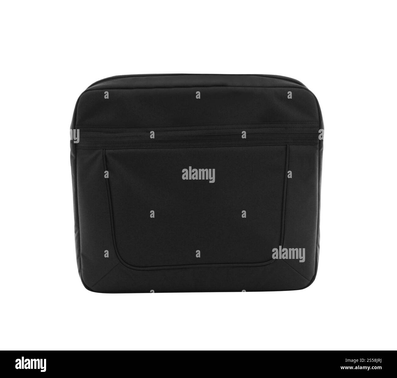 Black textile laptop briefcase isolated on white. Black textile laptop ...