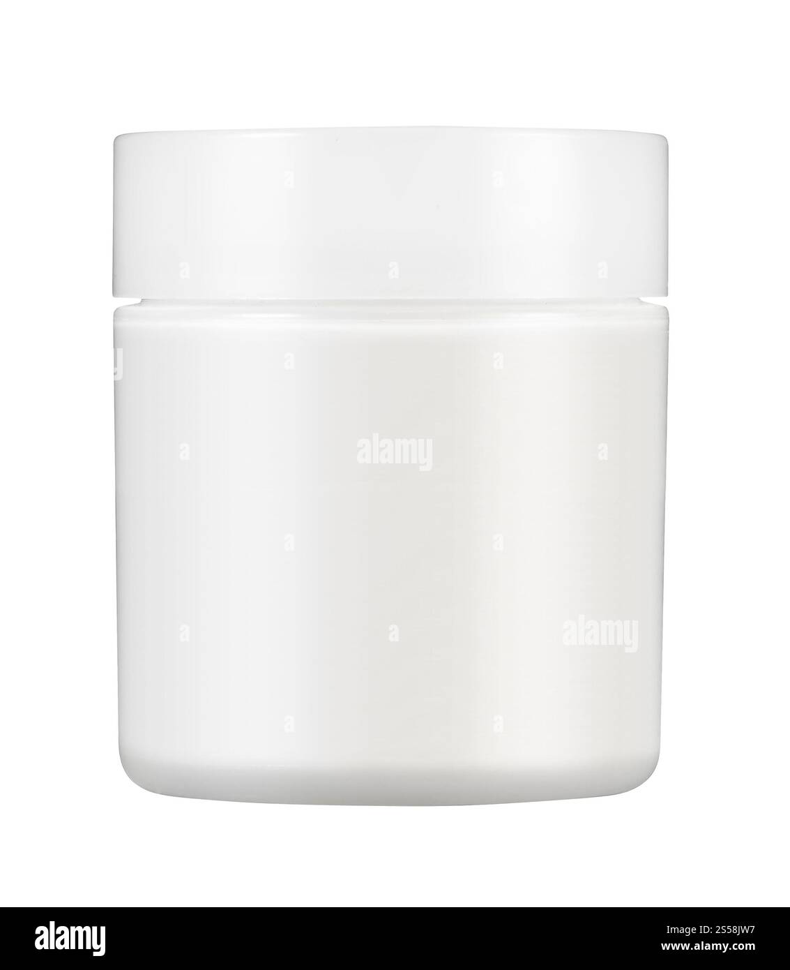 White Matte Glass Doublewall Jar With Plastic Lid isolated. White Matte ...