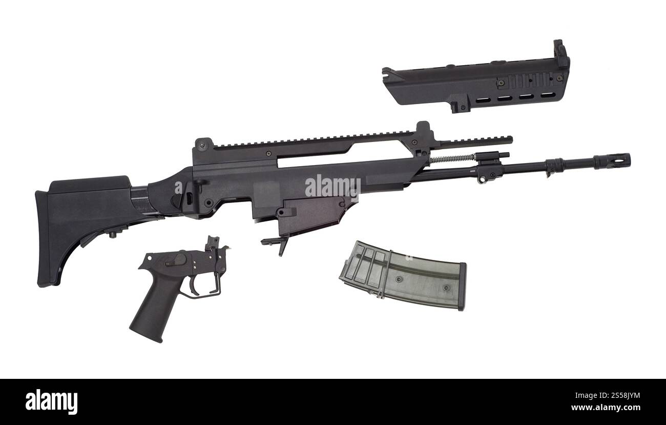 Advanced automatic weapon isolated on white background. Automatic gun ...