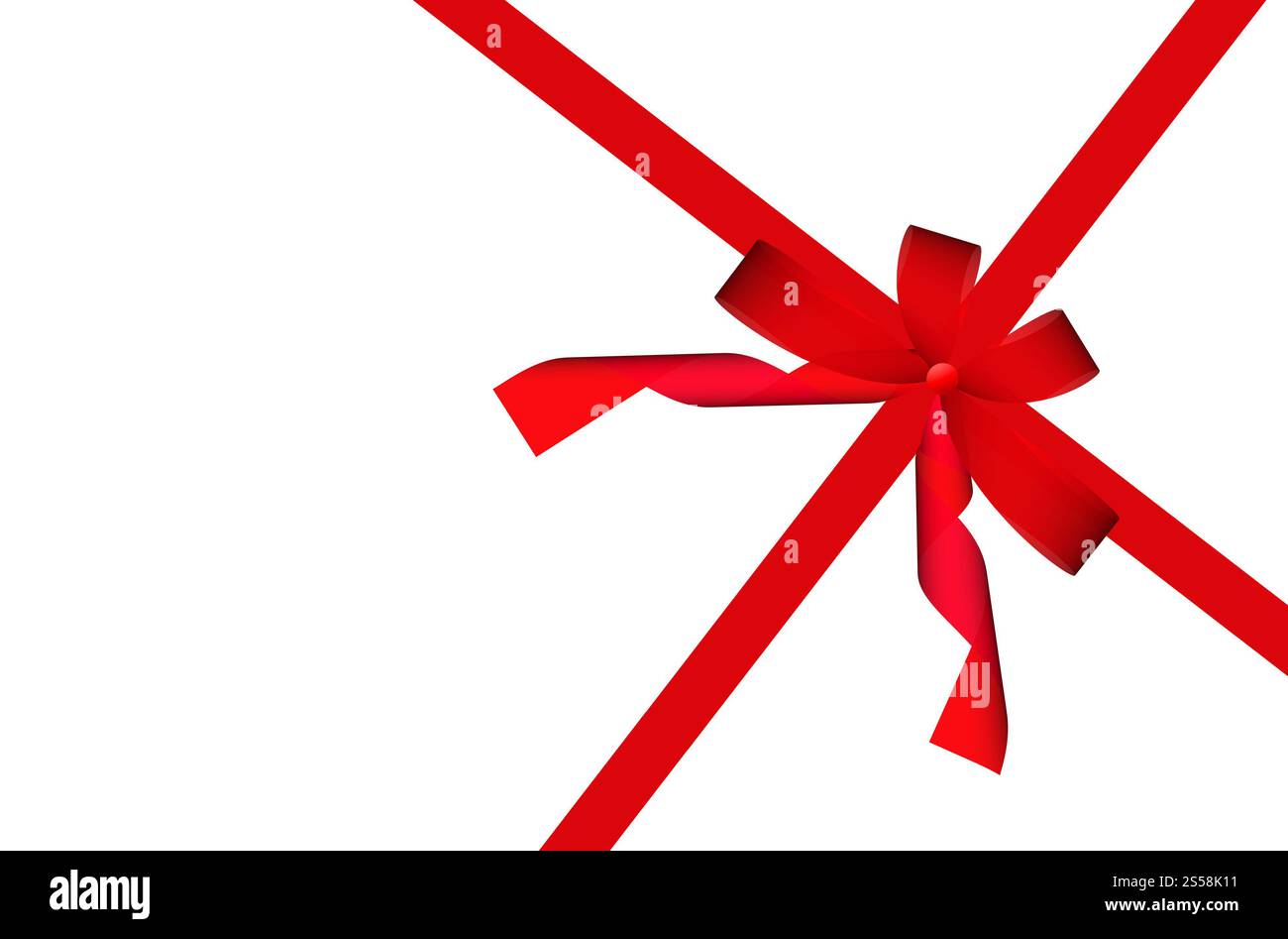 Gift red ribbon and bow isolated on white background. Gift red ribbon ...