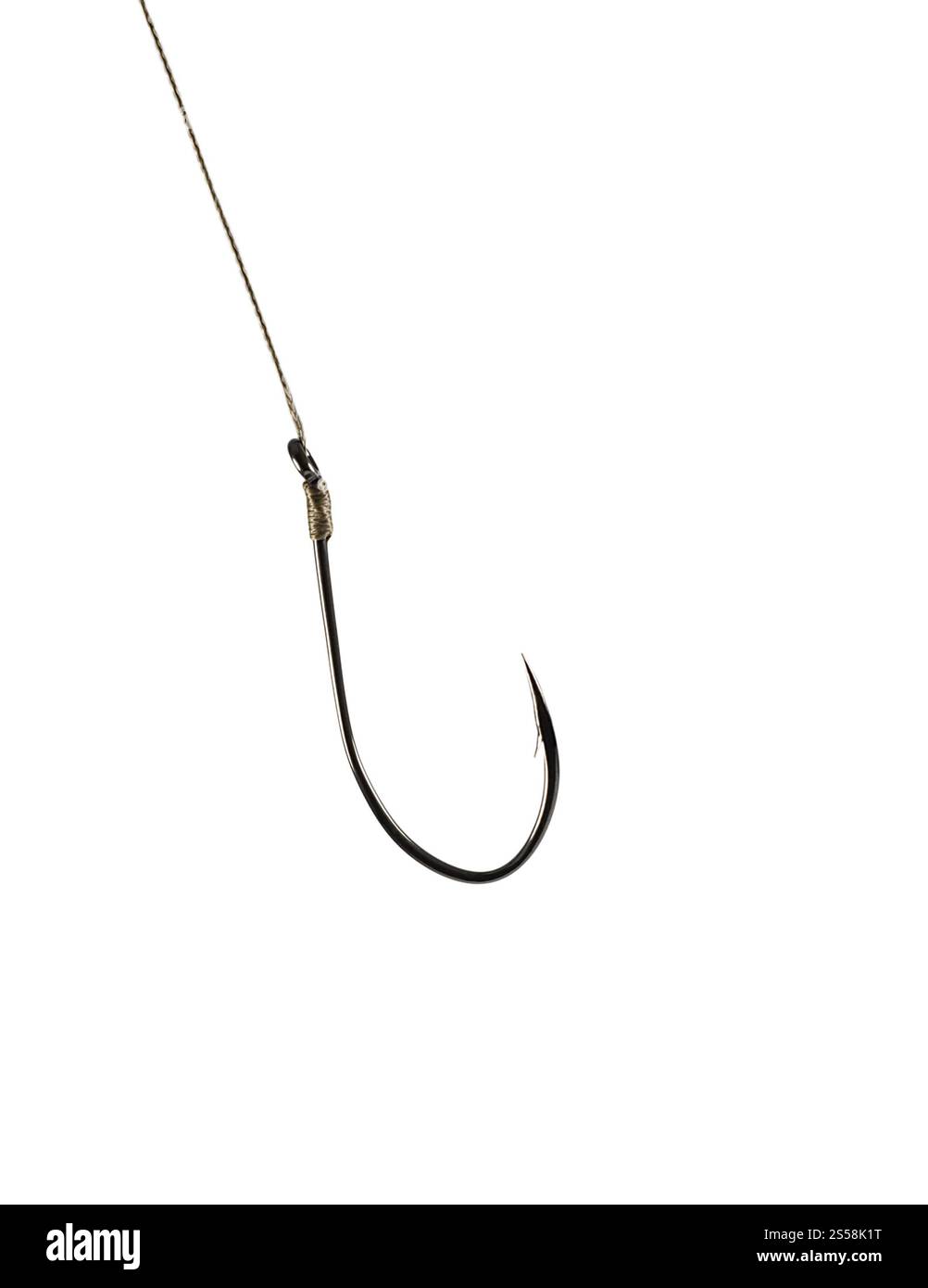 Stainless steel fishing hook isolated on white. Stainless steel fishing ...