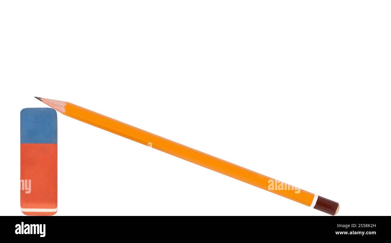 pen and eraser sharpener isolated on white background. pen and eraser ...