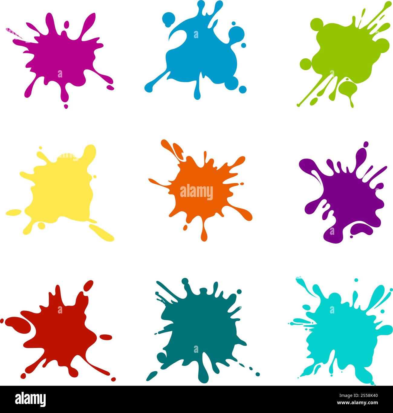 Paint splashes of various colors. Splash paint, stain and blot, blob ...
