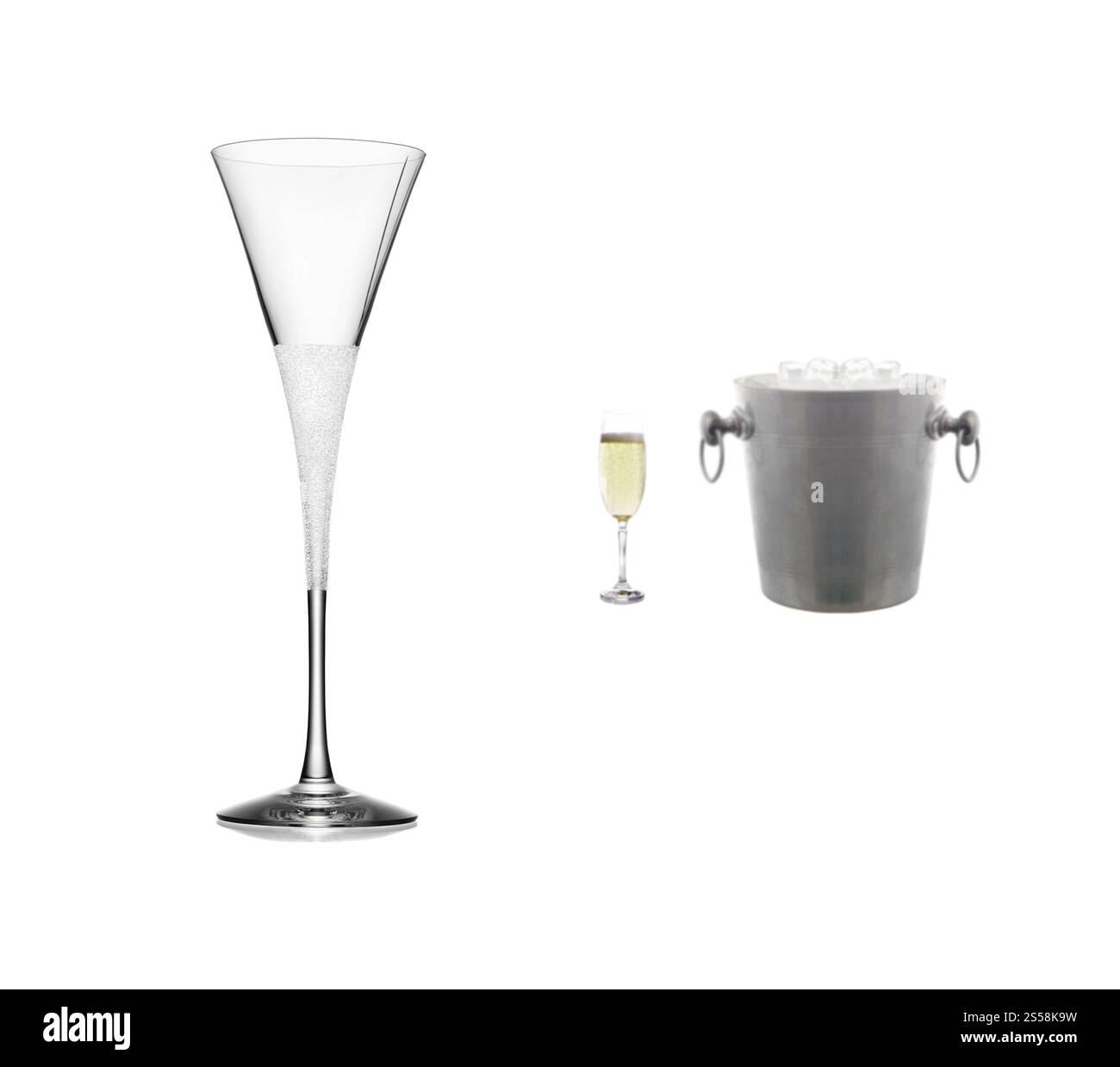 empty and full champagne glass isolated on white background. empty and ...
