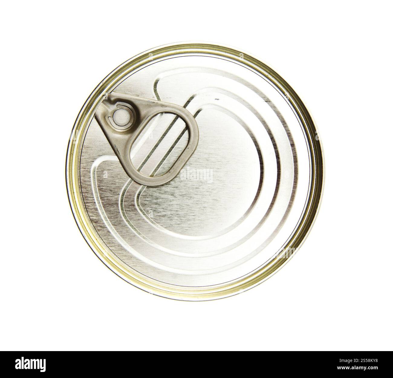 Top of an unopened soda can on a white background. Top of an unopened ...