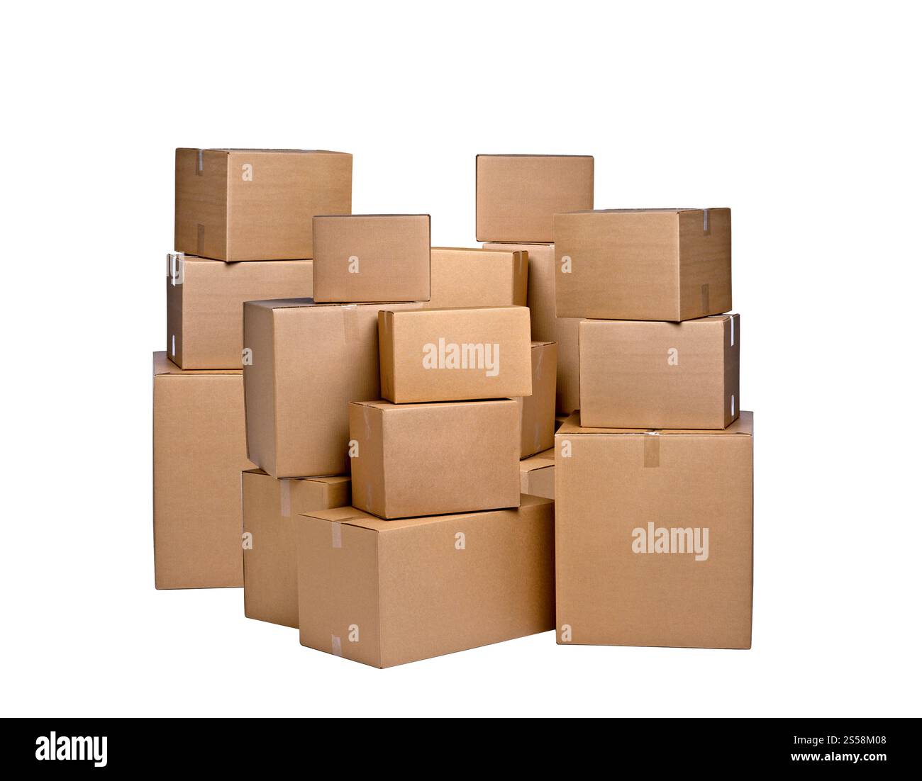 different cardboard boxes on white. different cardboard boxes Stock ...