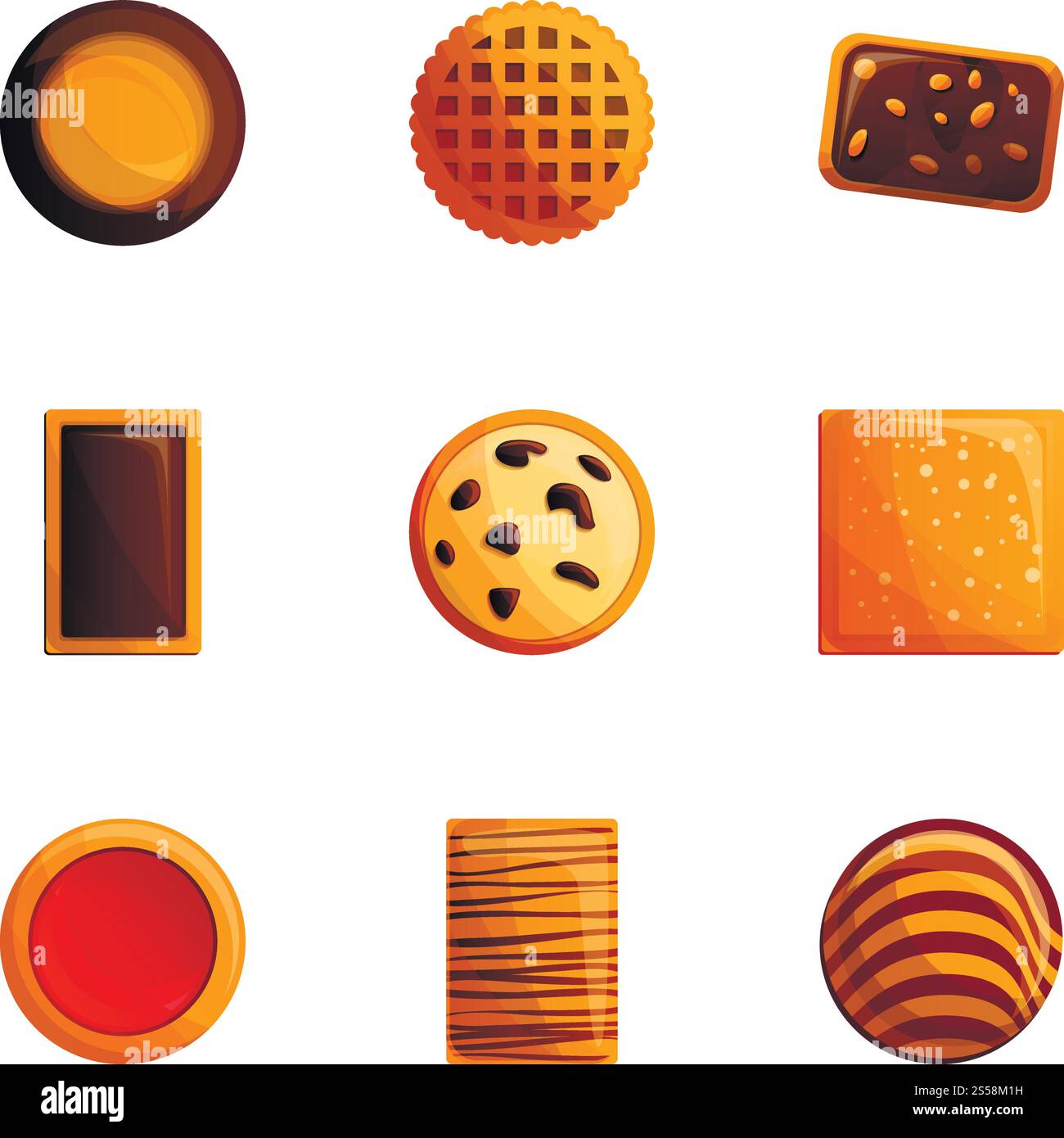 Biscuits icon set. Cartoon set of 9 biscuits vector icons for web ...