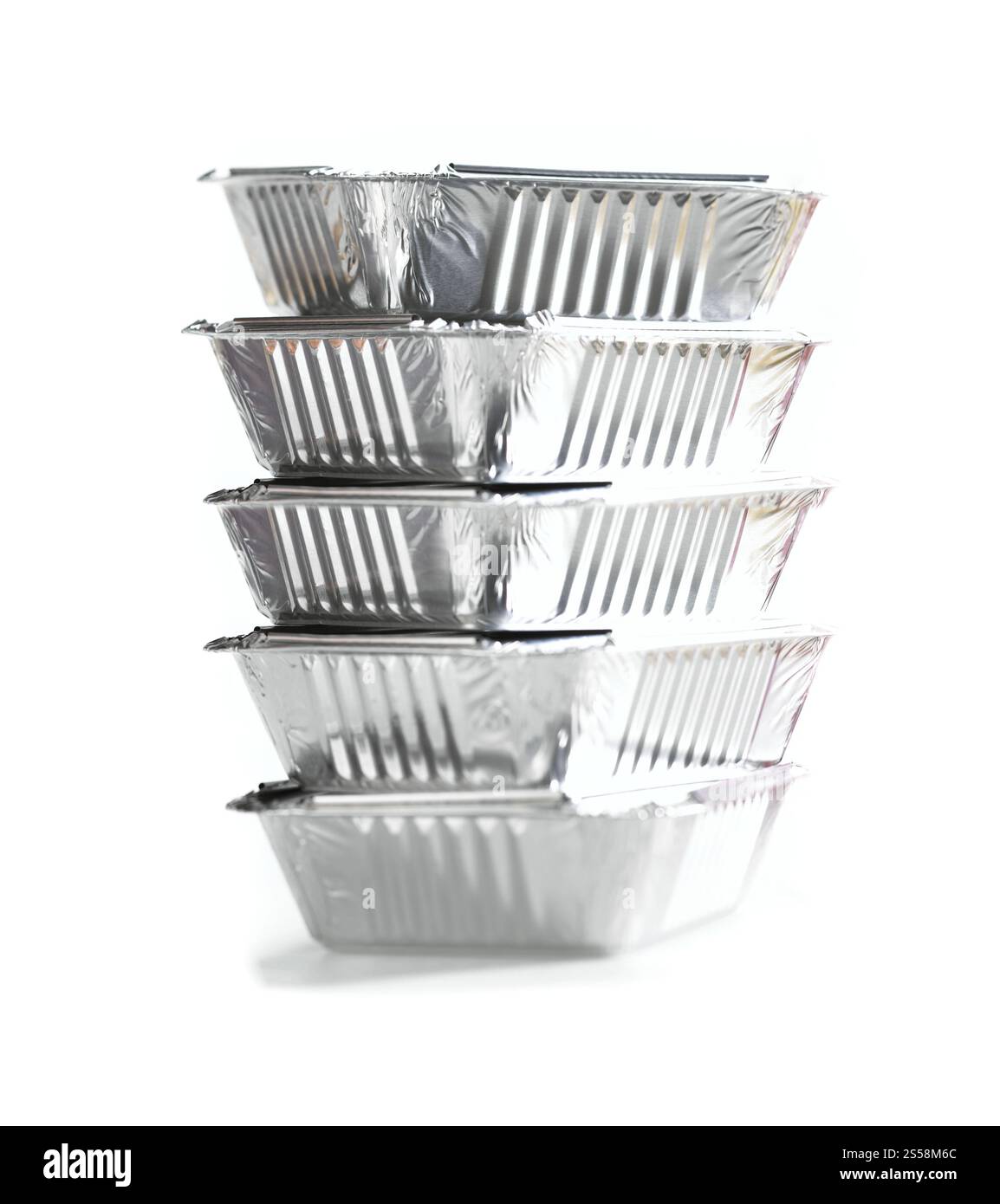 Stack Of Foil Take Away Containers isolated a white background. Stack ...