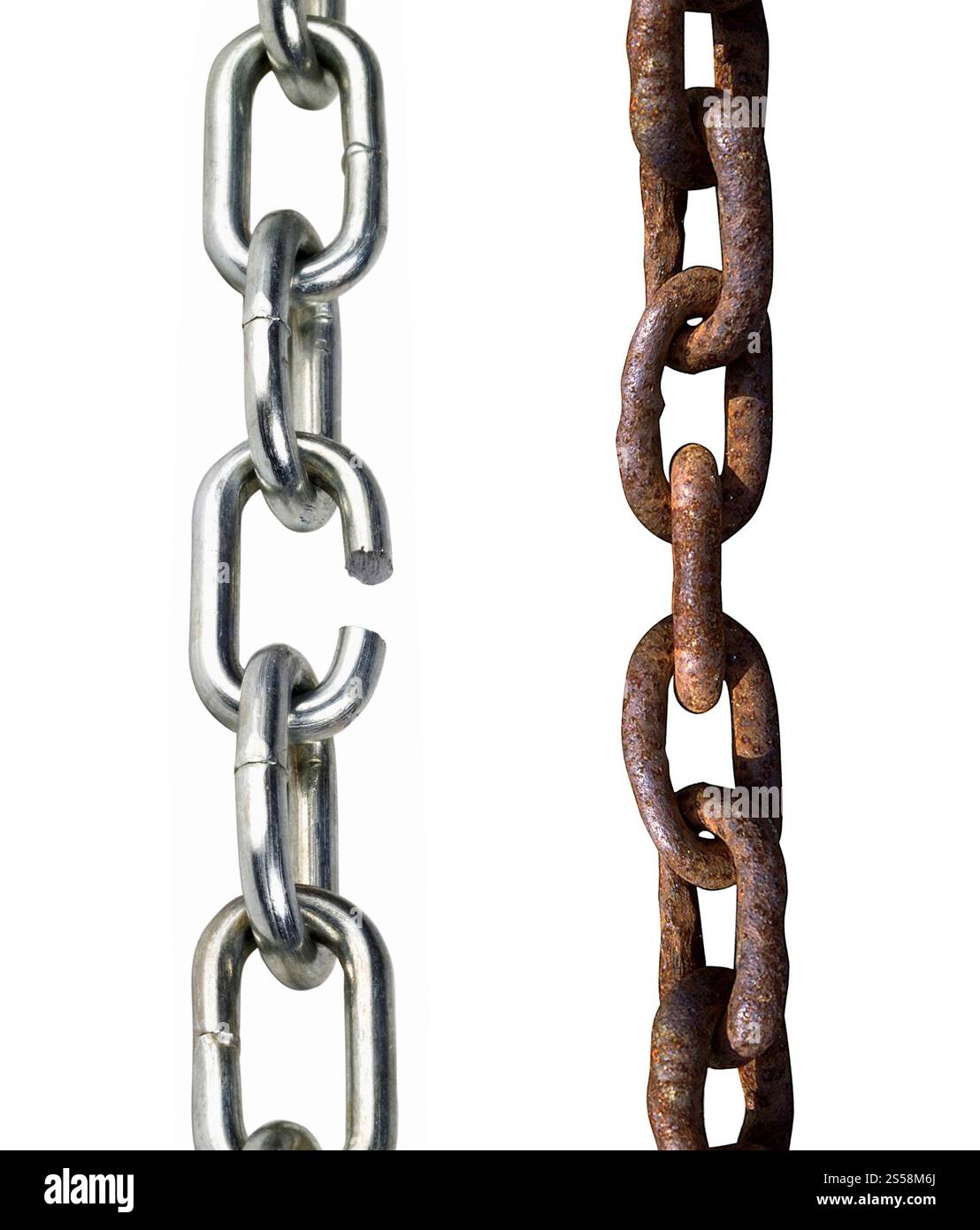 old and new chains isolated a white background. old and new chains ...