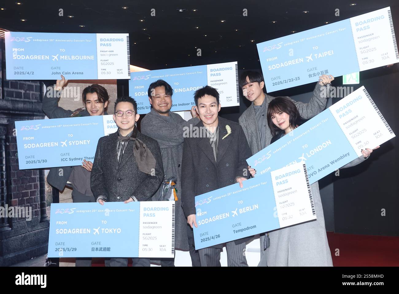 Taiwanese indie band Sodagreen attends an activity in Taipei City ...