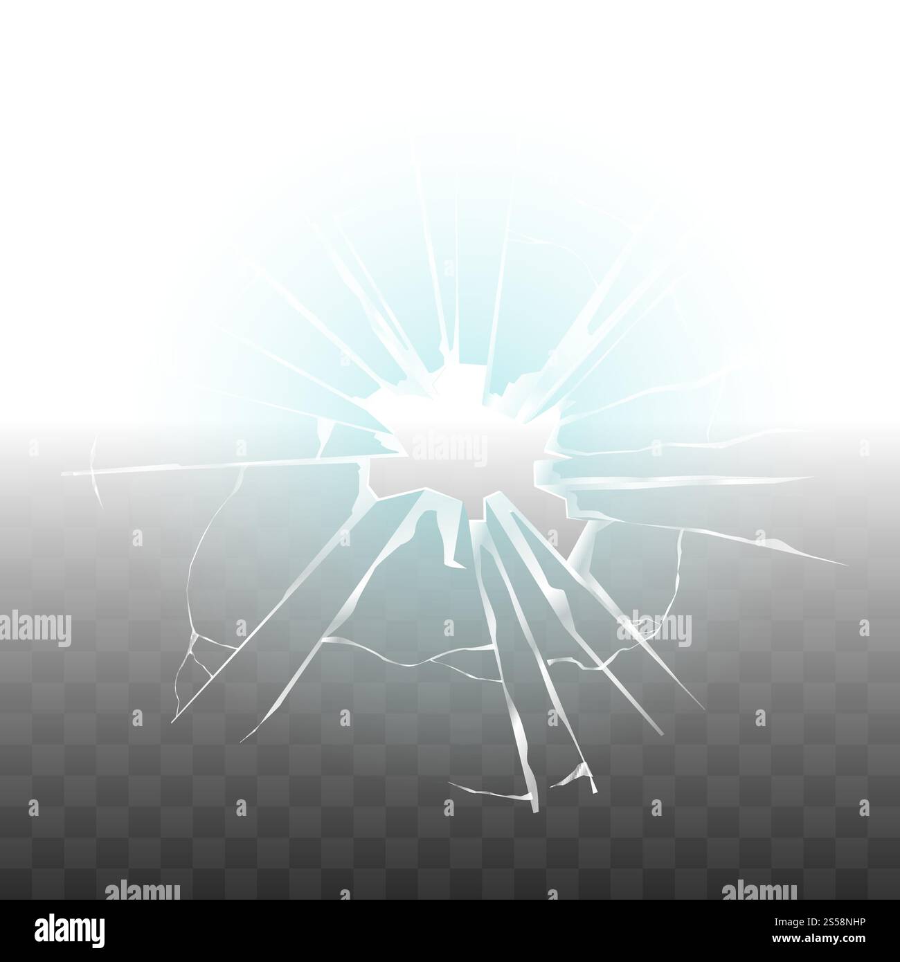 Glass broken because of bullet shot icon on transparent background ...