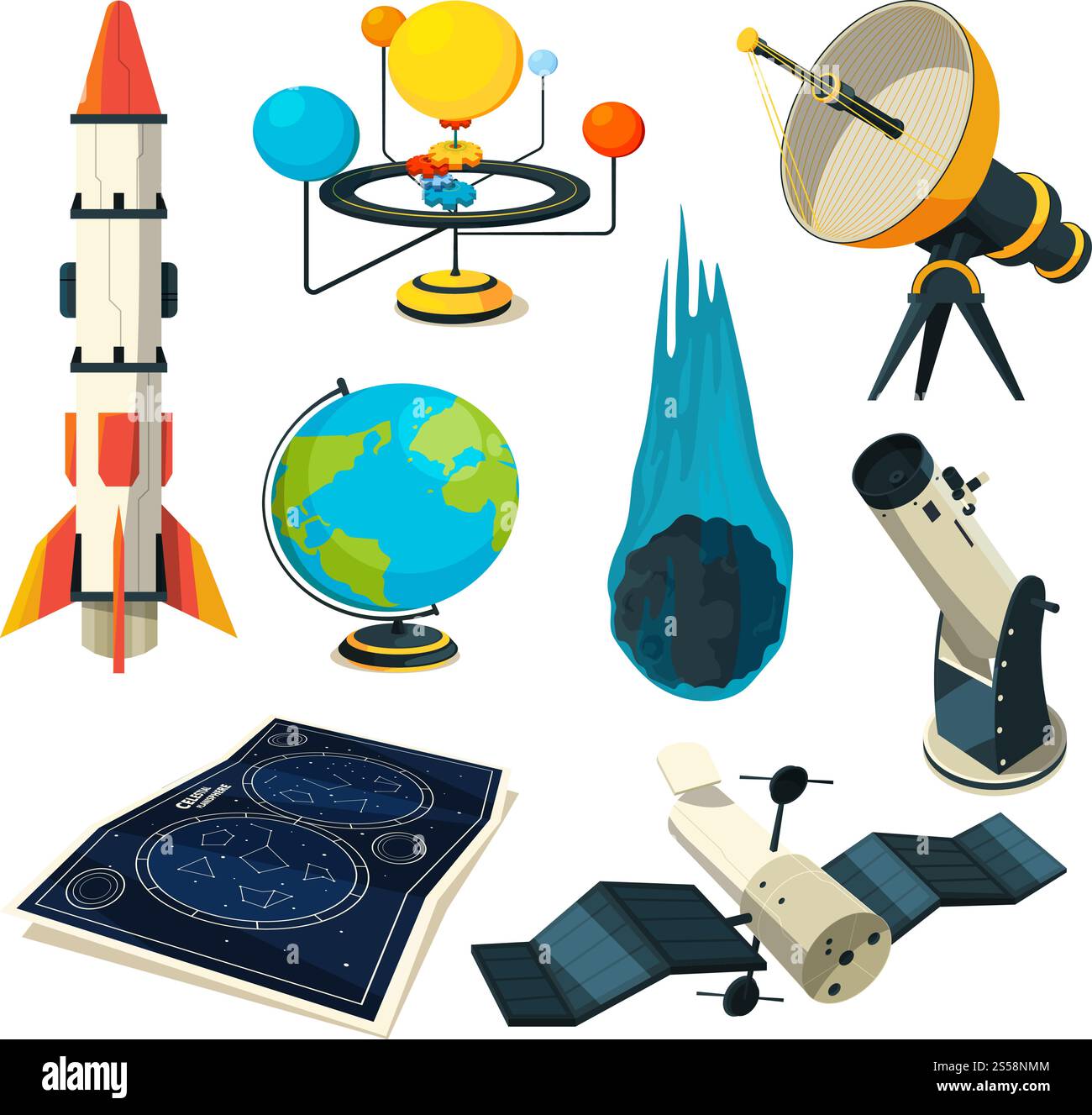 Astronomy vector symbols and pictures. Illustration of sky map ...