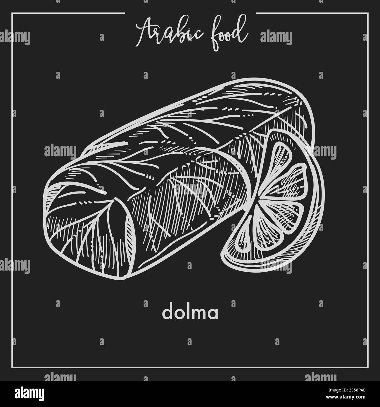 Nutritious dolma with thin slice of lemon from Arabic food. Dish made ...