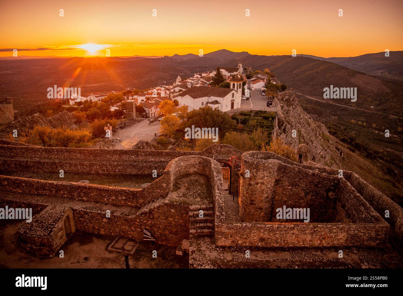 the Fort and Castelo of Marvao with the old Town of the Village of ...