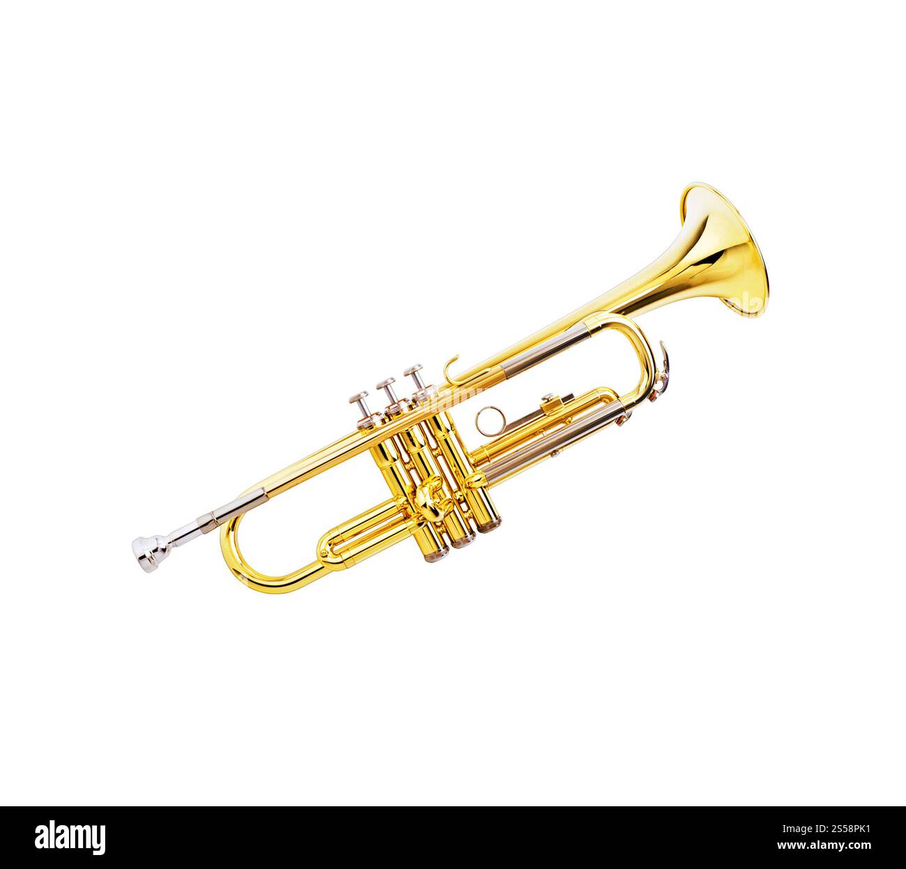 gold lacquer trumpet on white background. gold lacquer trumpet Stock ...