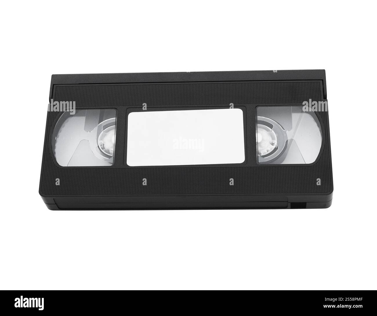 Old VHS video cassette tape with blank label for copyspace. Old video ...