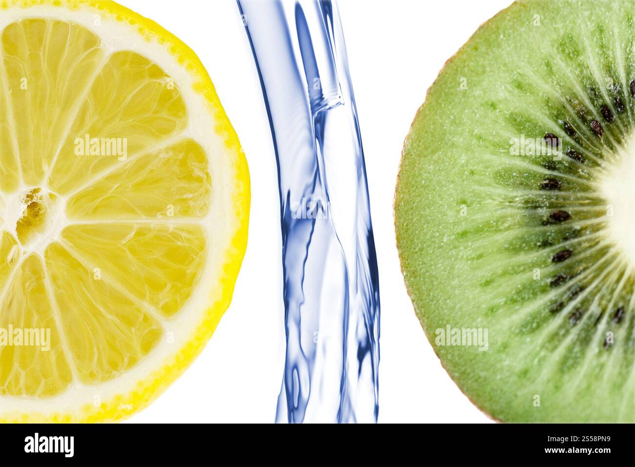 citrus fruit splashing isolated on white background. sliced lime with ...