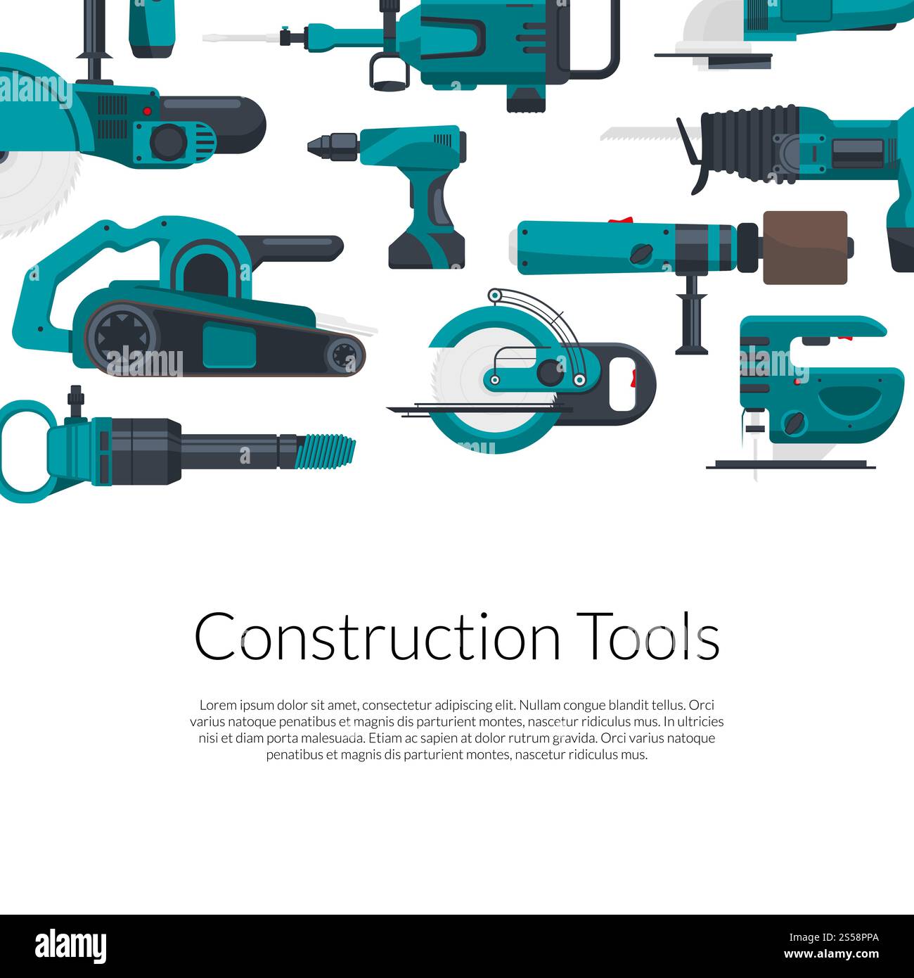 Vector background with place for text with electric construction tools ...