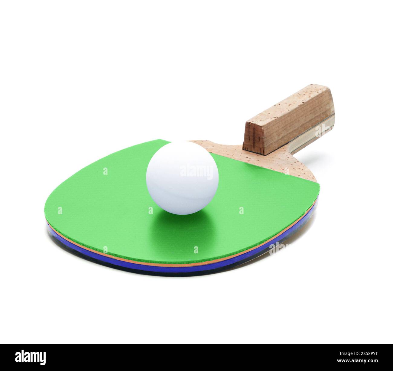 Table tennis racket and ball isolated on white background. Table tennis ...