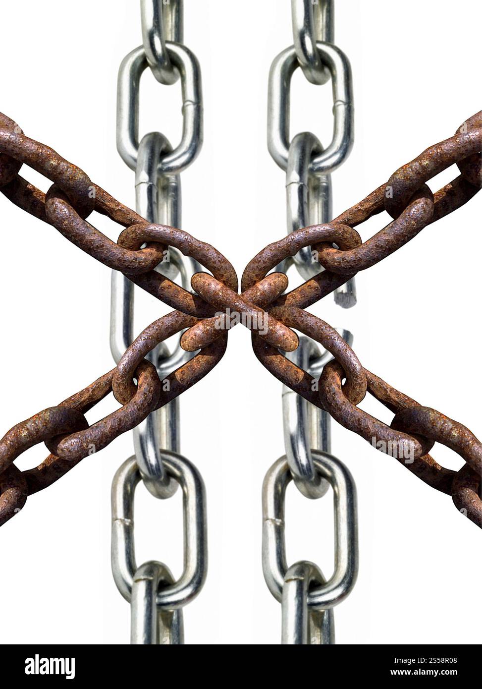 old and new chains isolated on white. old and new chains Stock Photo ...