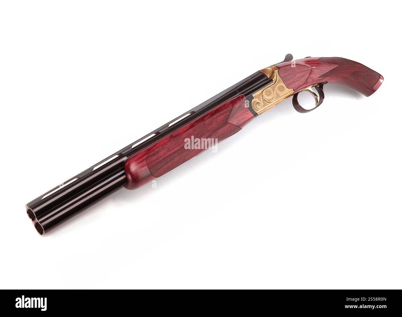 Old wooden gun isolated on white background. Old wooden gun isolated on ...