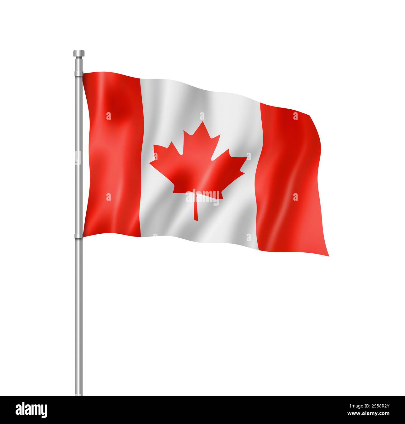 Canada flag, three dimensional render, isolated on white. Canadian flag ...