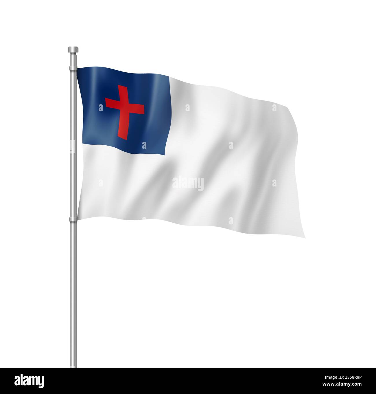 Christian flag, three dimensional render, isolated on white. Christian ...