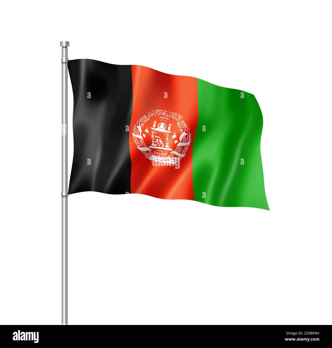 Afghanistan flag, three dimensional render, isolated on white. Afghan ...