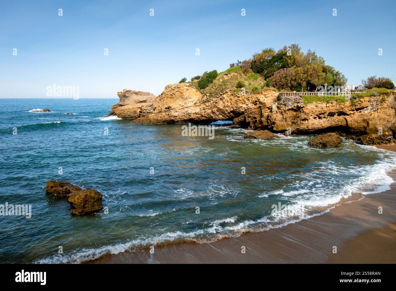 Rock of Basta and seaside. City of Biarritz, France. Rock of Basta and ...