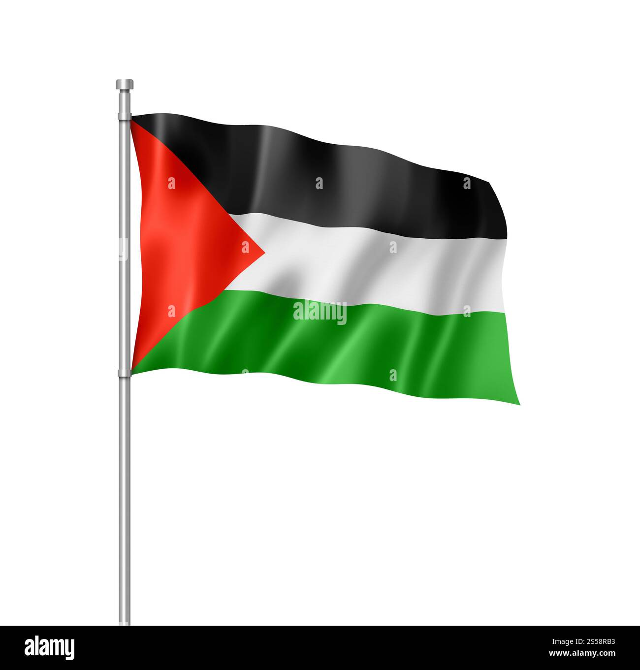 Palestine flag, three dimensional render, isolated on white ...
