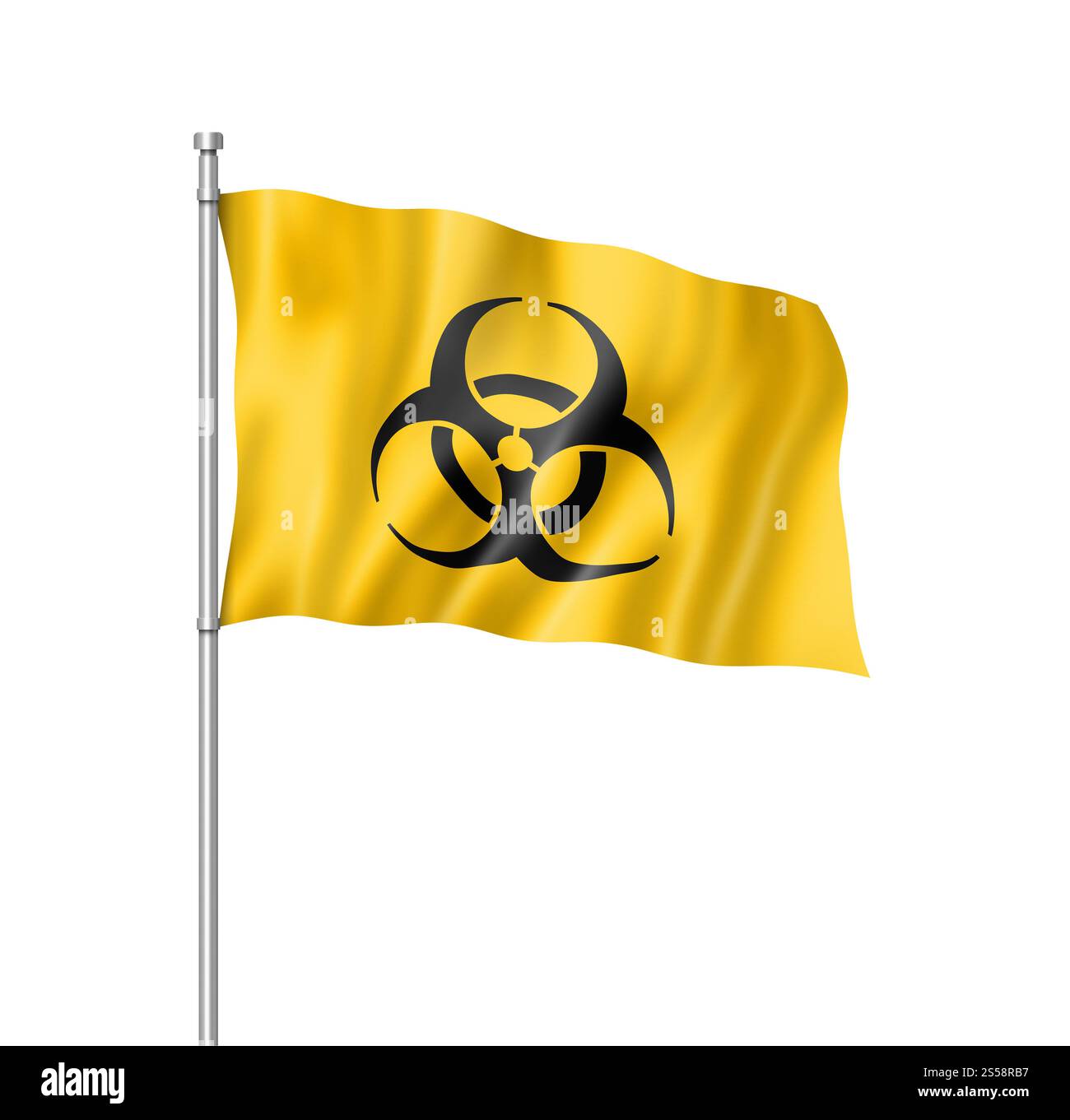 Biohazard flag, three dimensional render, isolated on white. Biohazard ...