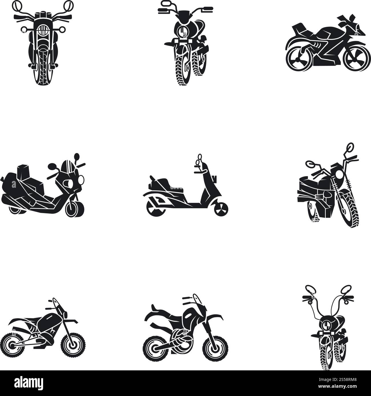 Motorcycle icon set. Simple set of 9 motorcycle vector icons for web ...