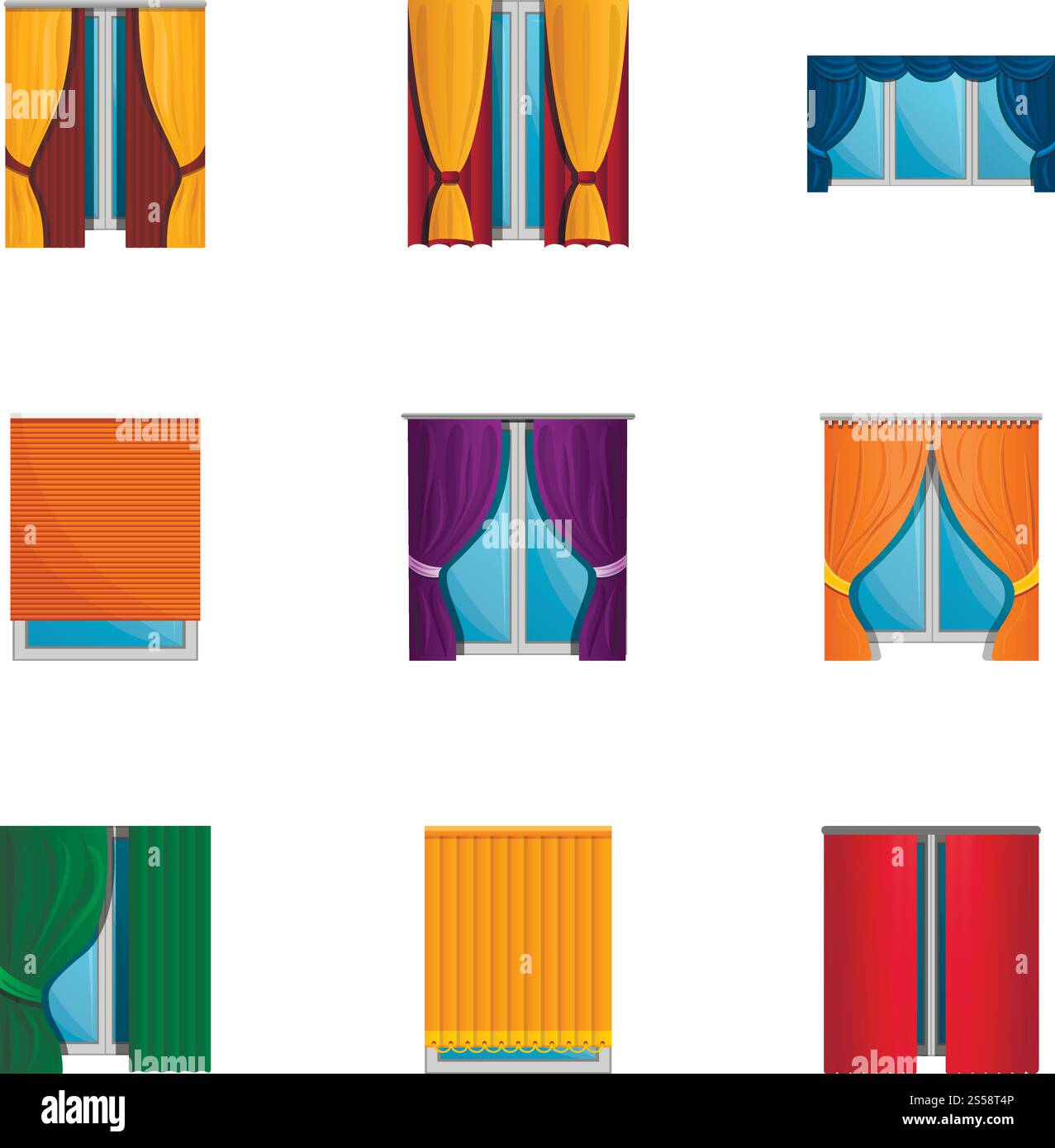 Window louvers icon set. Cartoon set of 9 window louvers vector icons ...