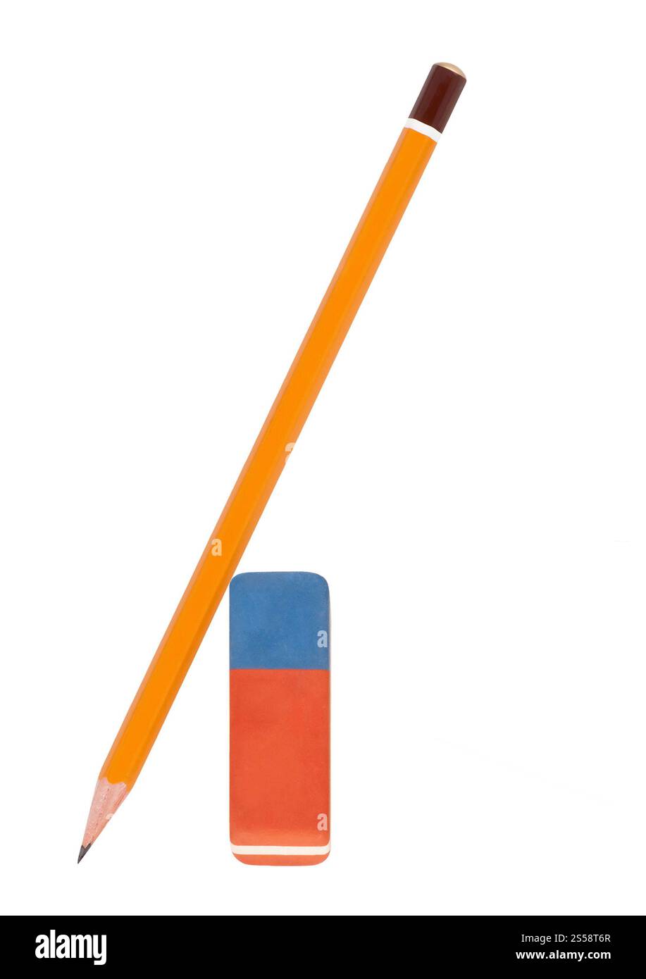 pen and eraser sharpener isolated on white background. pen and eraser ...