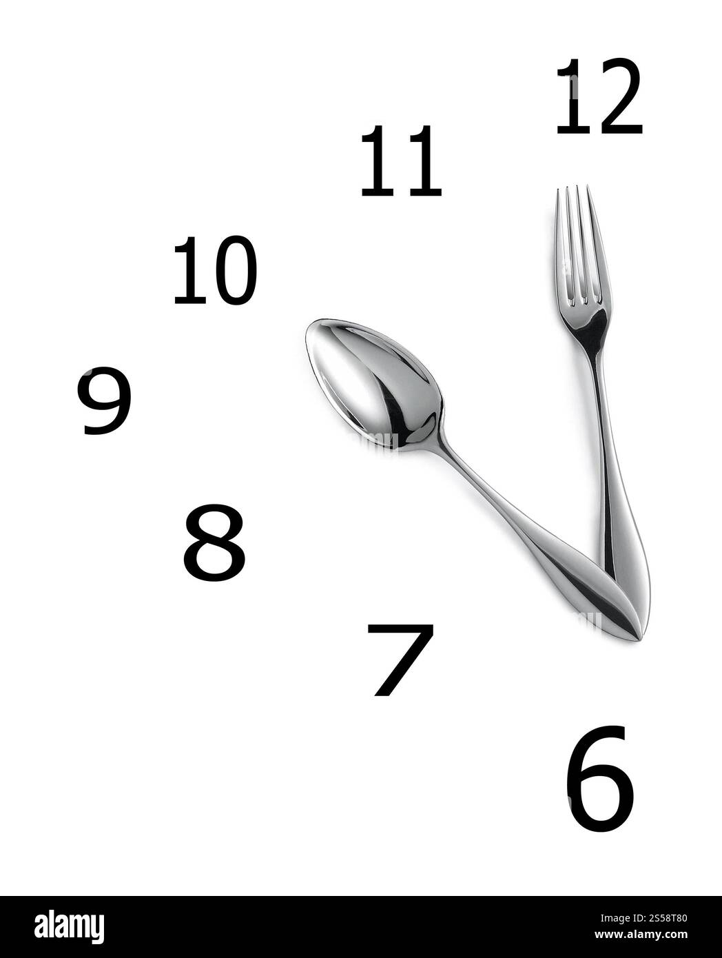 Clock made of spoon and fork isolated. Clock made of spoon and fork ...