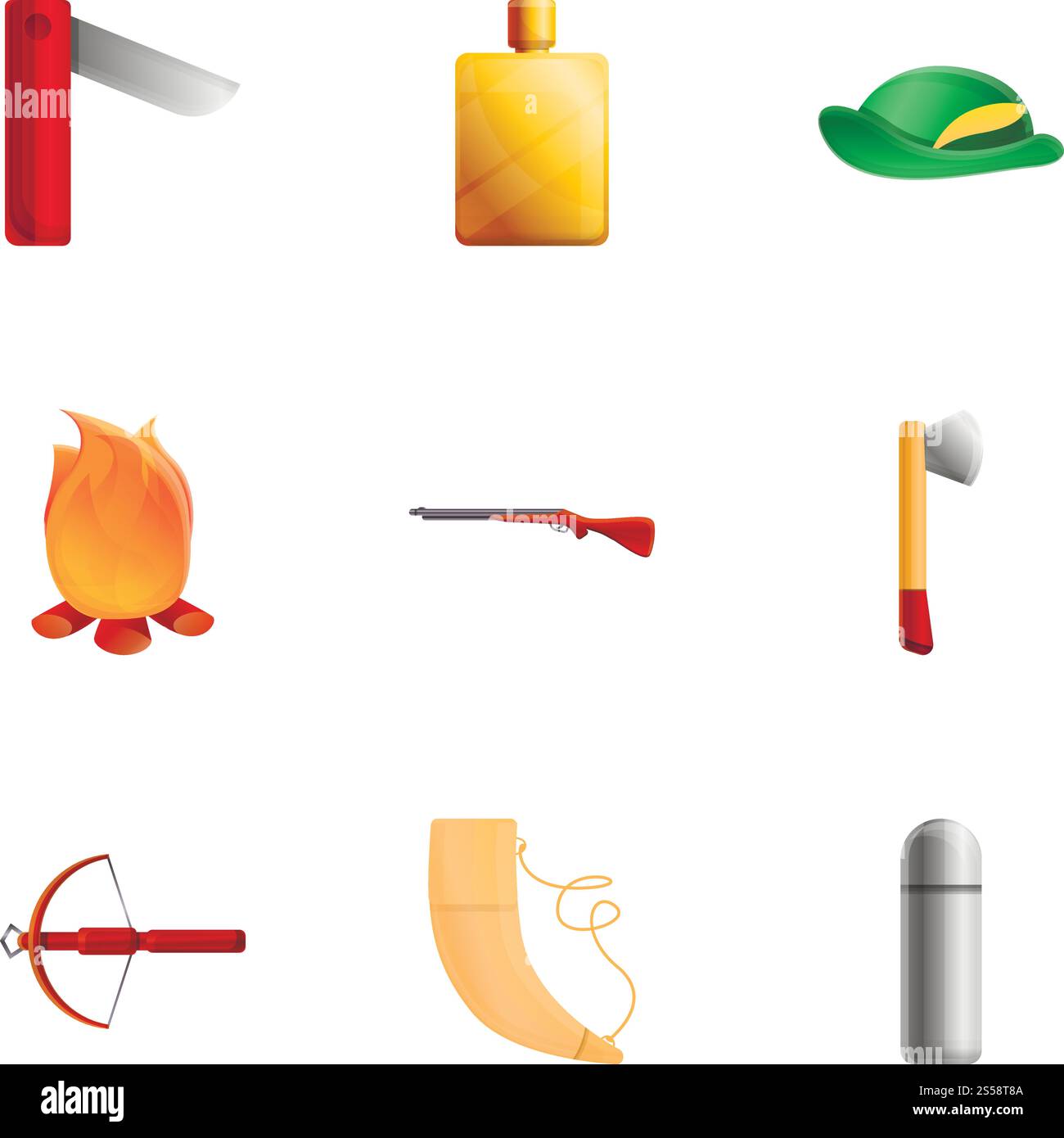Modern hunter icon set. Cartoon set of 9 modern hunter vector icons for ...