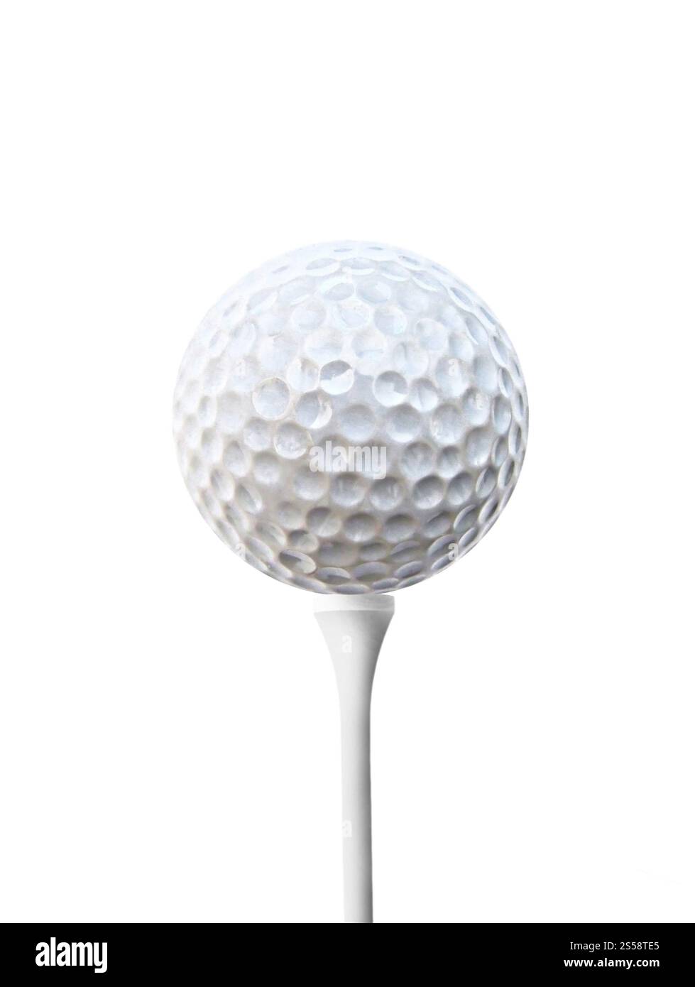 Golf ball on a tee isolated on white. Golf ball Stock Photo - Alamy